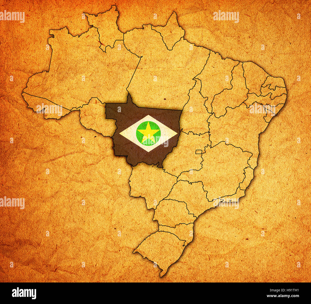mato grosso state on admistration map of brazil with flags Stock Photo ...