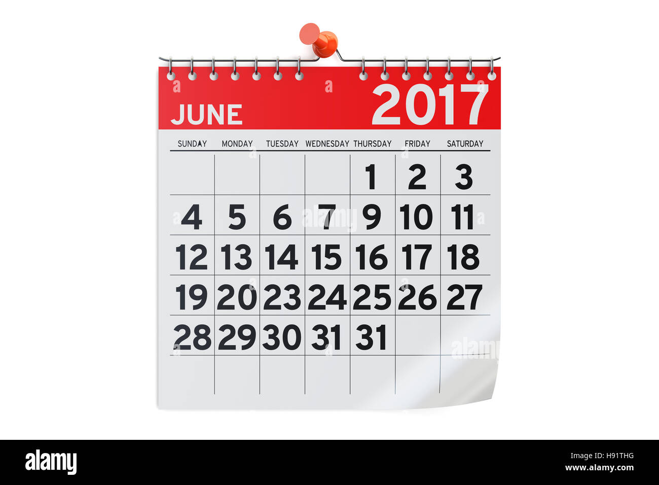 2017 june calendar hi-res stock photography and images - Alamy