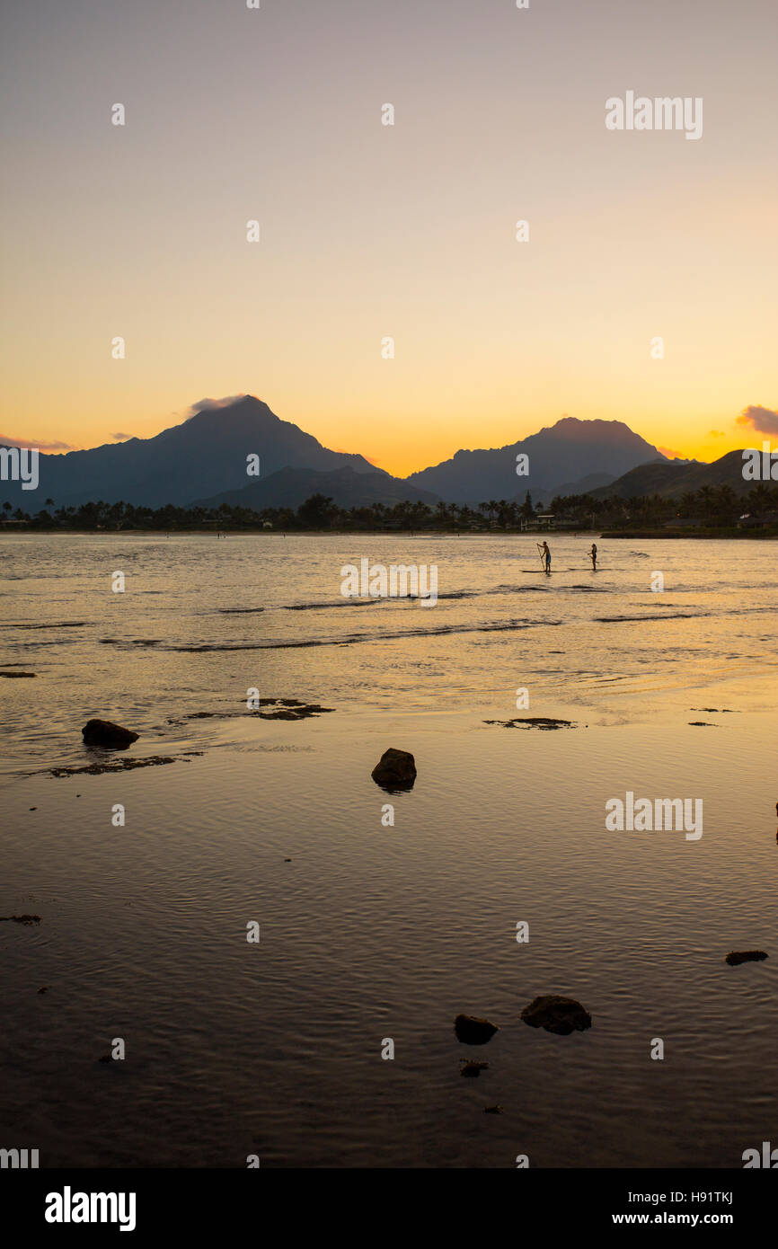 Sunset, Kailua Beach, Oahu, Hawaii Stock Photo - Alamy