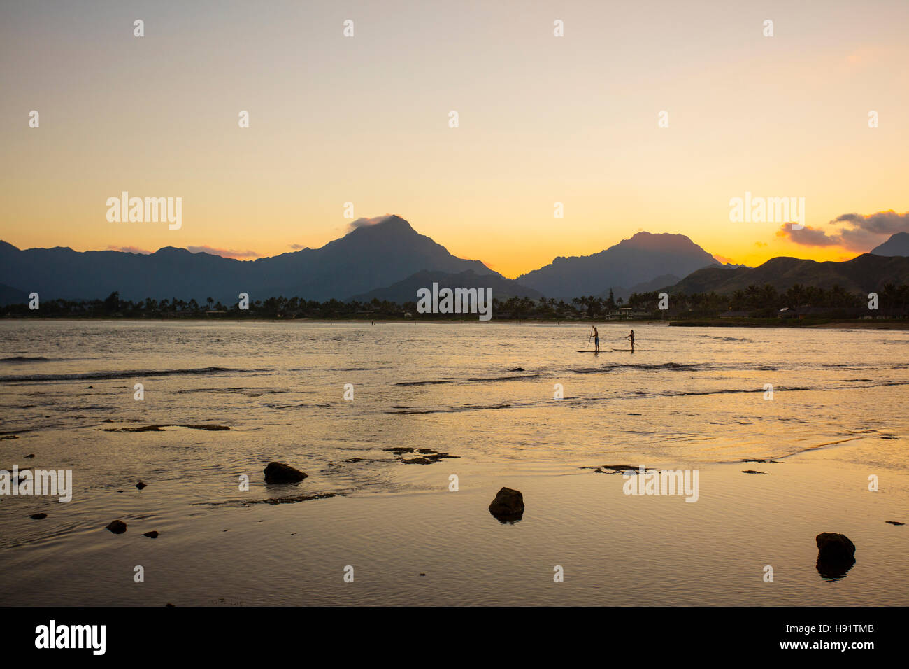 Sunset, Kailua Beach, Oahu, Hawaii Stock Photo - Alamy
