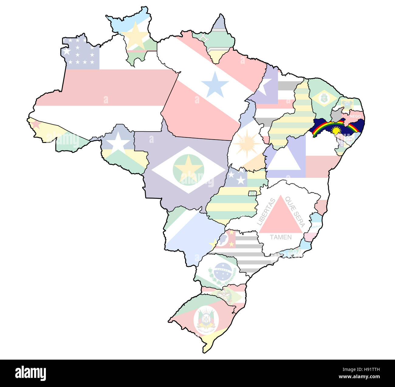 pernambuco state on admistration map of brazil with flags Stock Photo ...