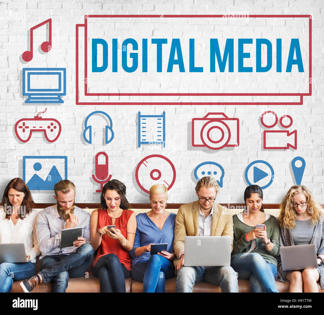 Digital Media Social Network Icons Concept Stock Photo - Alamy