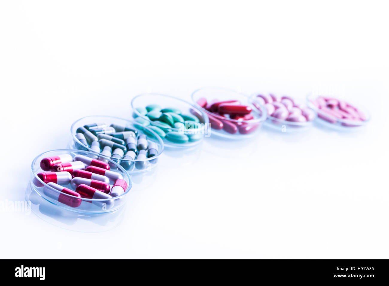 Set of capsules on white background. Studio Shot Stock Photo - Alamy