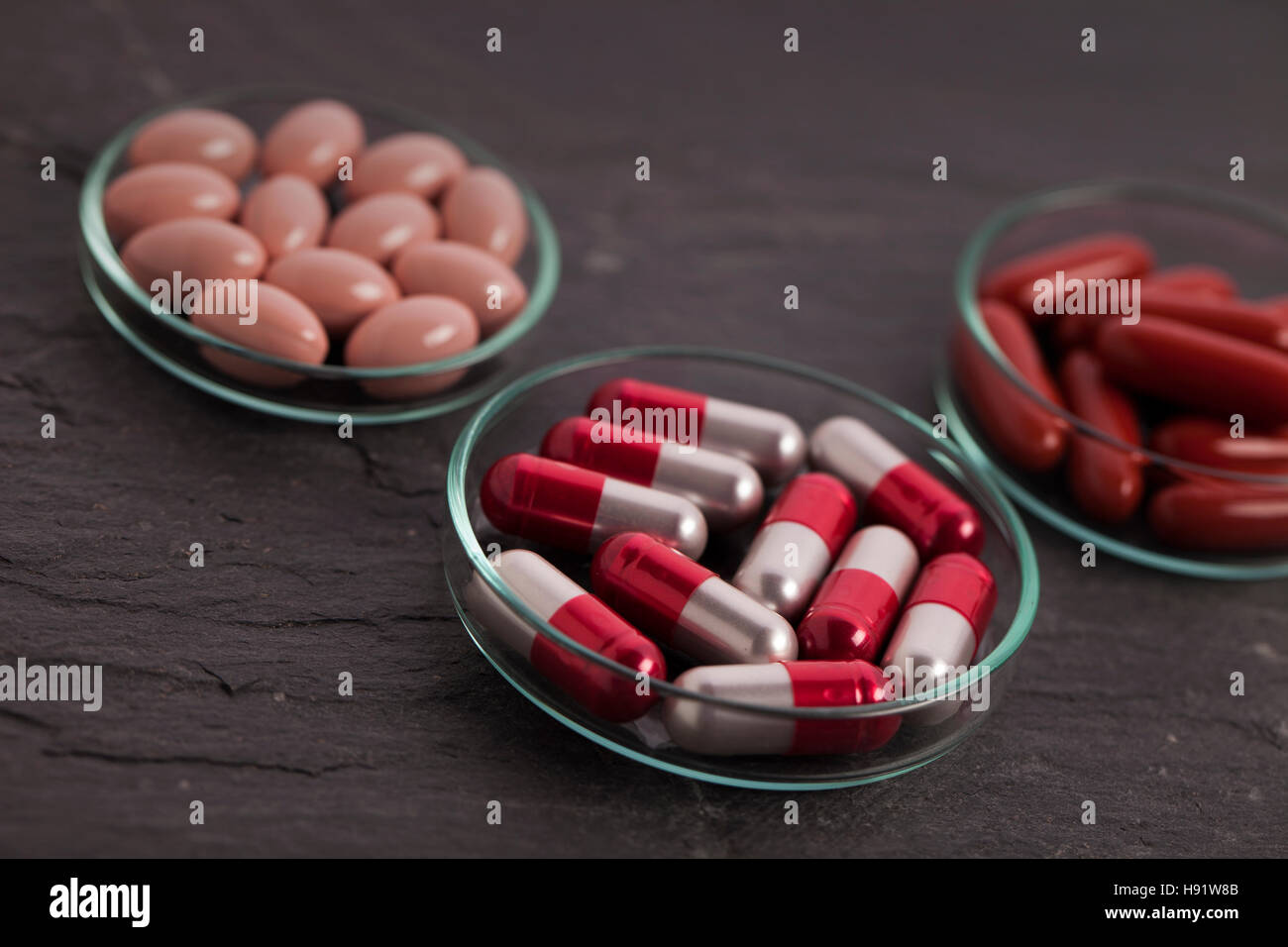 Set of capsules on white background. Studio Shot Stock Photo - Alamy