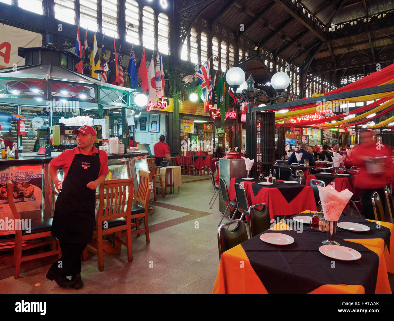 Chile, Santiago, Donde Augusto Restaurant inside of the Mercado Central ...