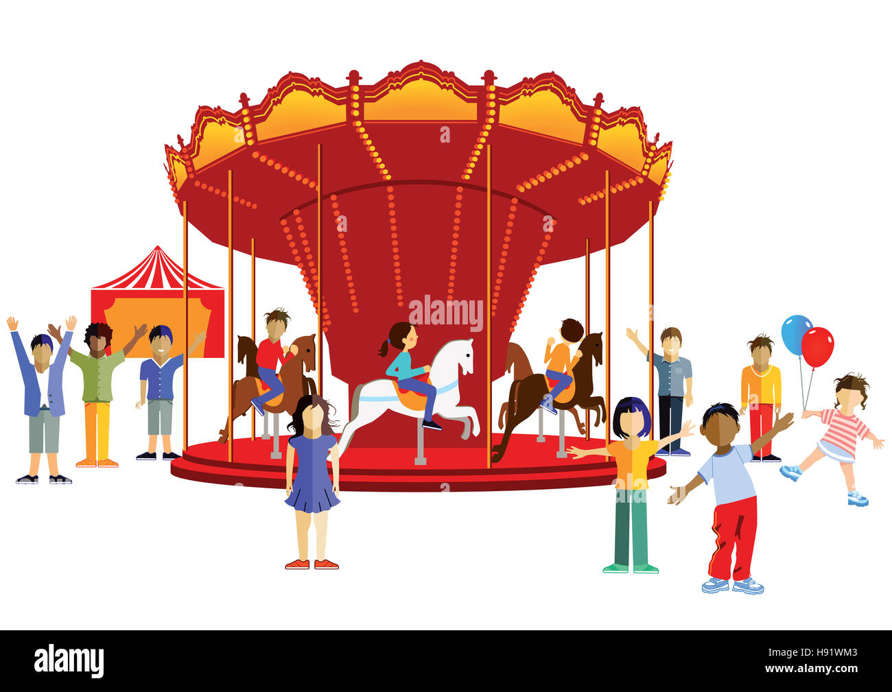 Carousel with kids Stock Photo - Alamy