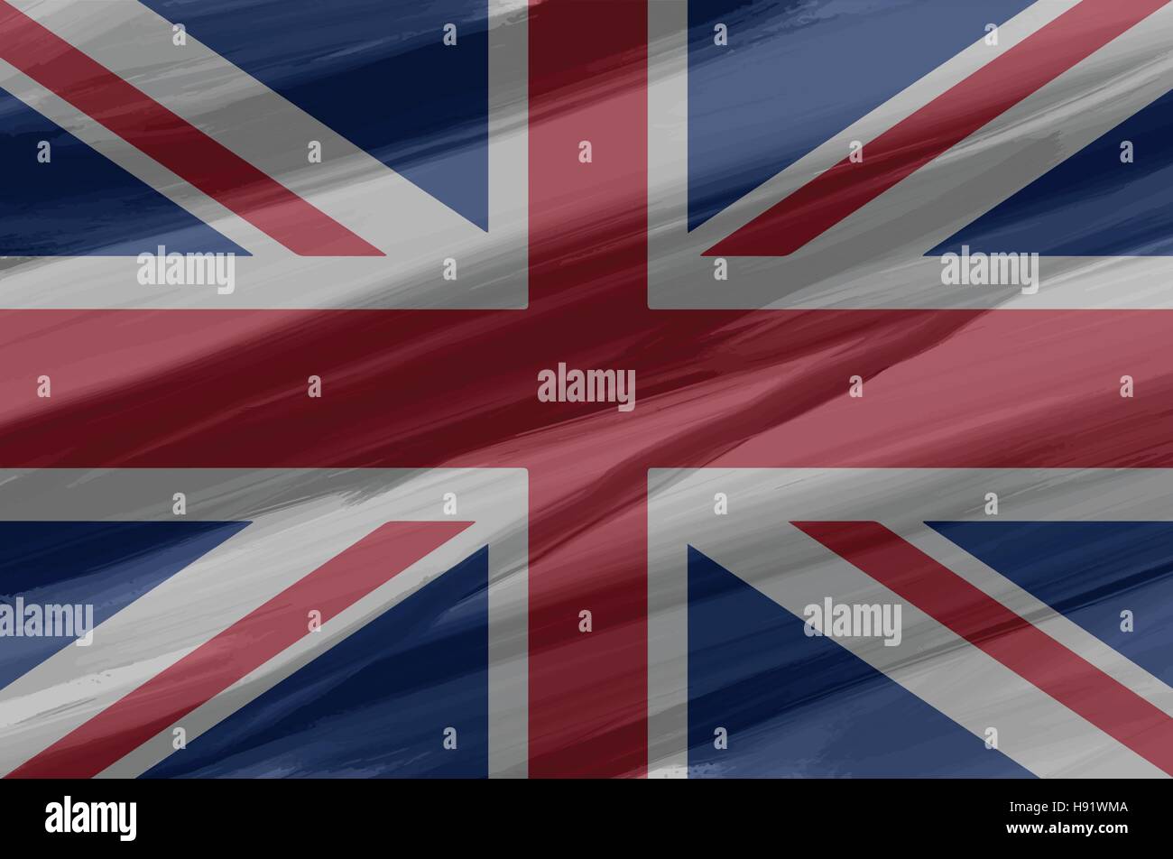 Great Britain / UK painted / drawn vector flag. Dramatic, unusual look ...