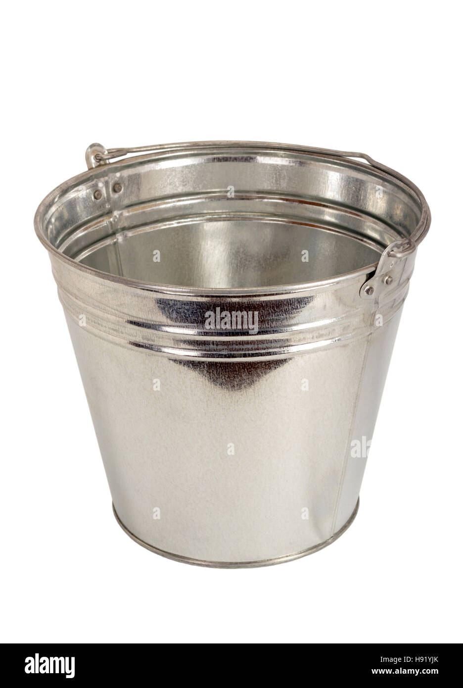 Metallic bucket Isolated on white background Stock Photo - Alamy