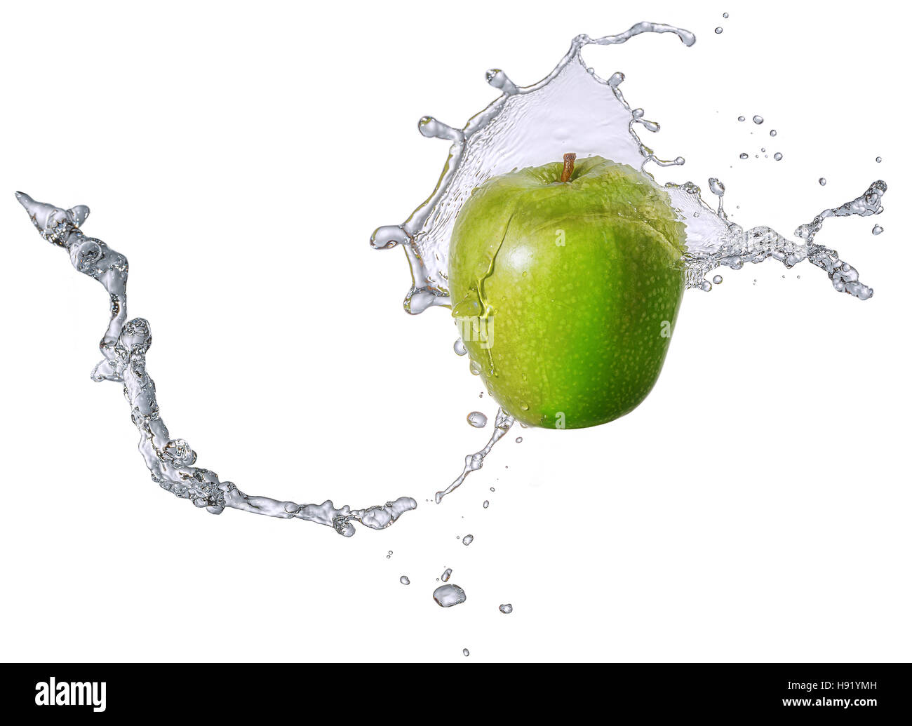 Water splash with apple isolated Stock Photo - Alamy