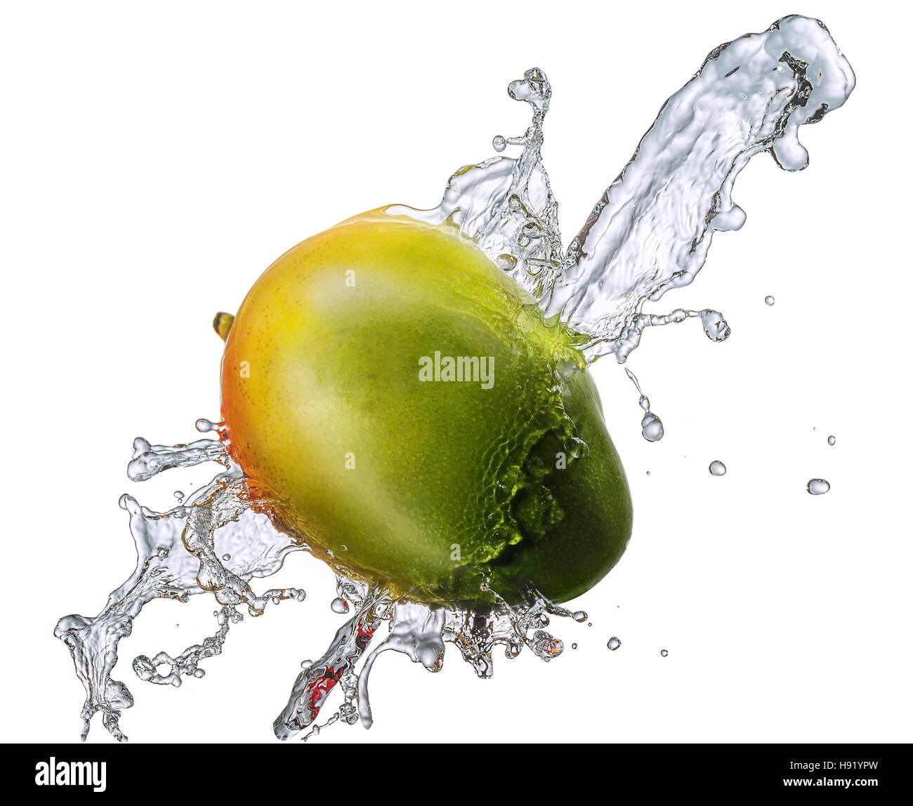 Water splash with mango isolated Stock Photo - Alamy
