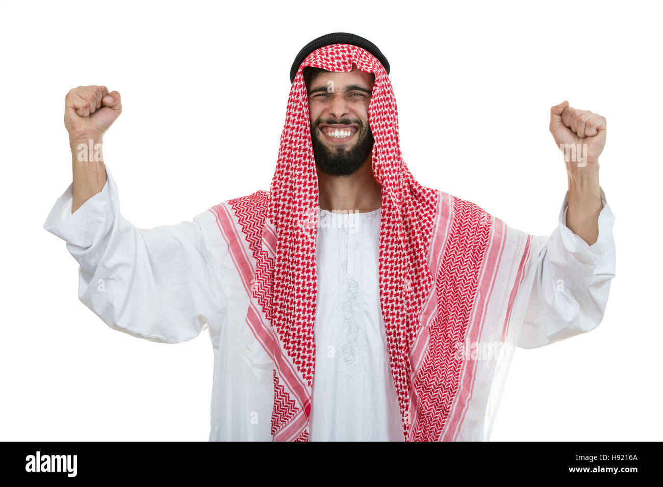 An arab person with a thumbs up isolated on white background Stock ...
