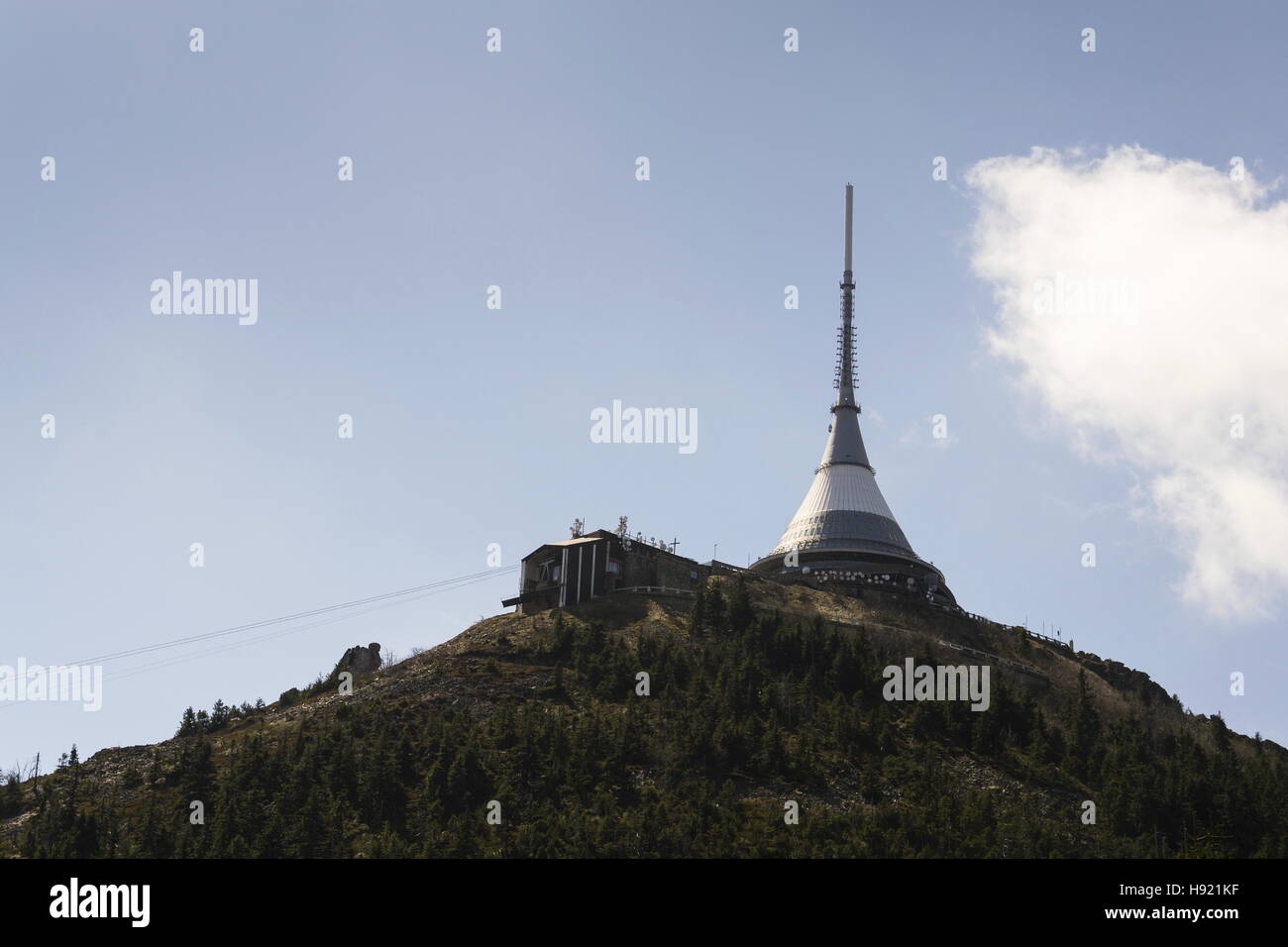 Telecommunication transmitters tower on Jested, Liberec, Czech Republic ...