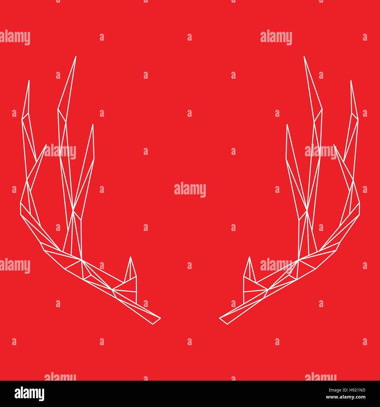 Reindeer horns on red background. Vector illustration Stock Vector ...