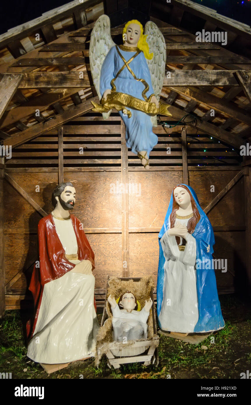 Traditional christmas nativity display in hi-res stock photography and ...