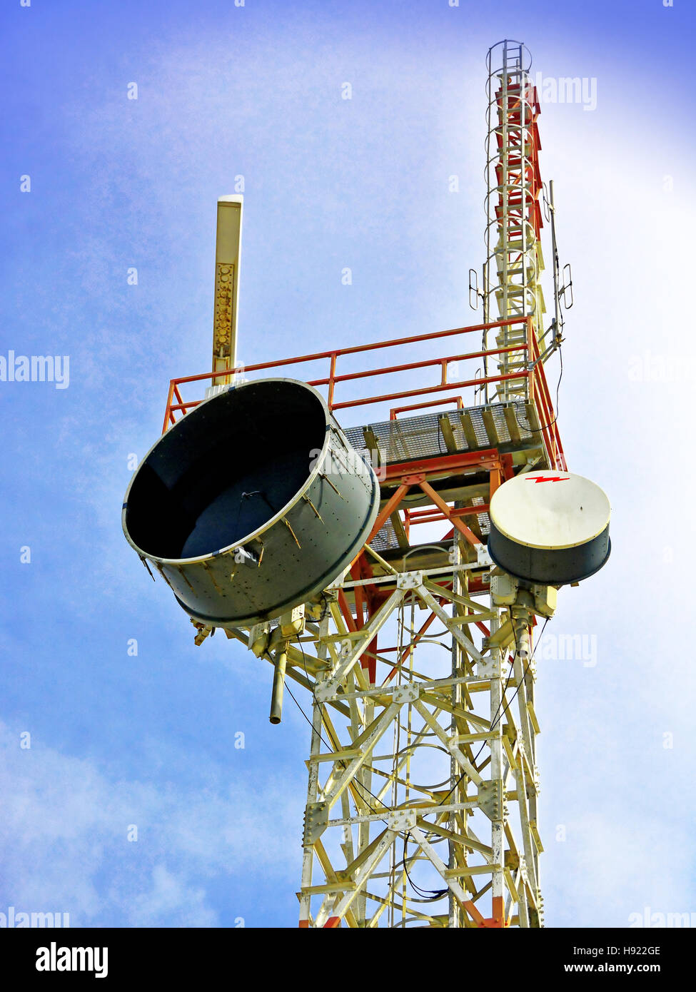 Corfu port telecommunications and microwave tower Stock Photo - Alamy