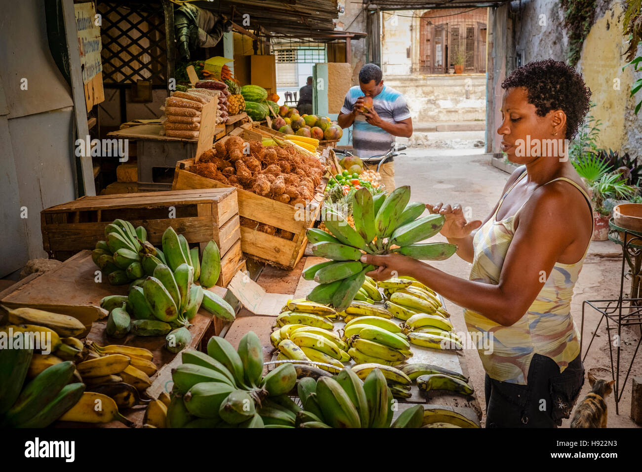Havana, Cuba: Street scenes and market vendor, Old Havana Stock Photo ...