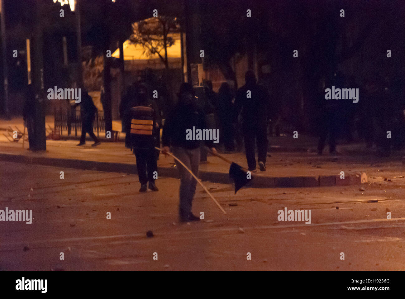 Athens, Greece. 17th Nov, 2016. Night riots after the annual ...