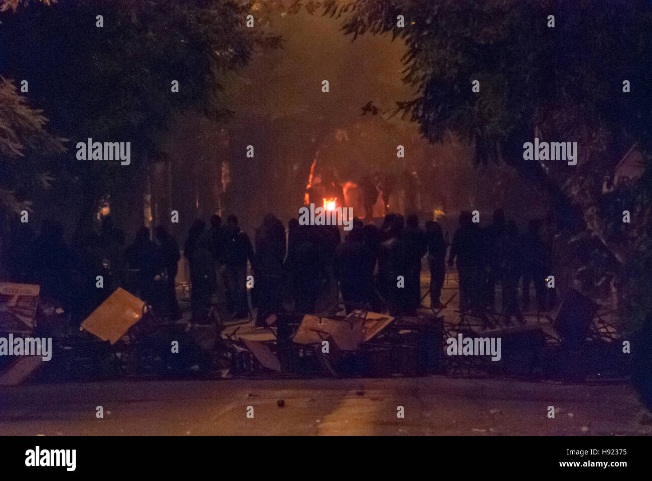 Athens, Greece. 17th Nov, 2016. Night riots after the annual ...