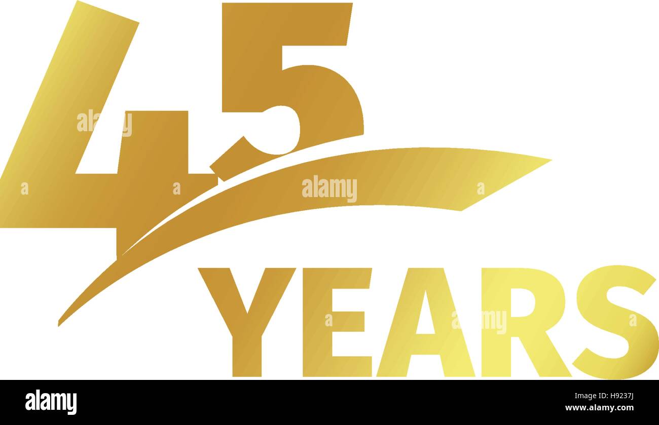 Isolated abstract golden 45th anniversary logo on white background. 45 ...
