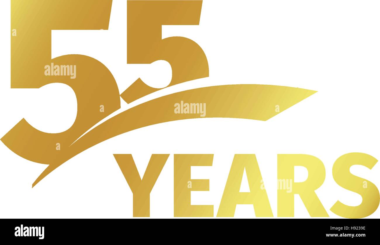 Isolated abstract golden 55th anniversary logo on white background. 55 ...