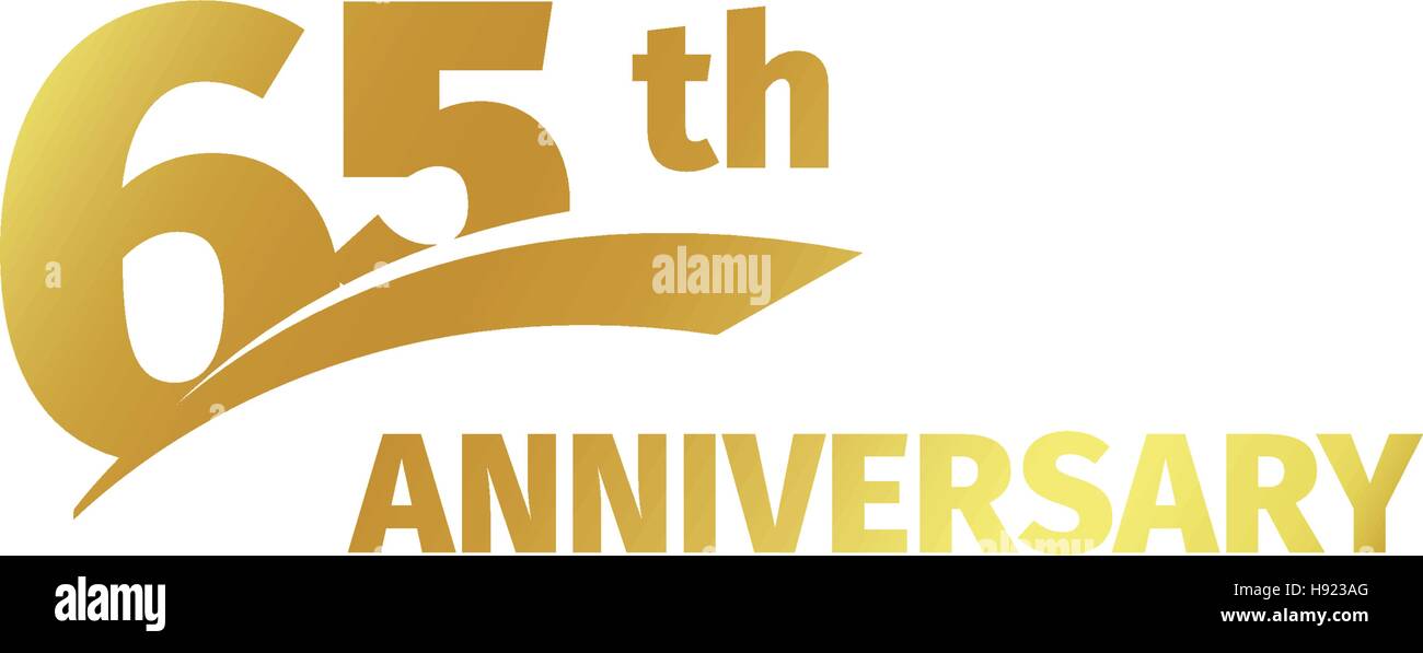 Isolated abstract golden 65th anniversary logo on white background. 65 ...