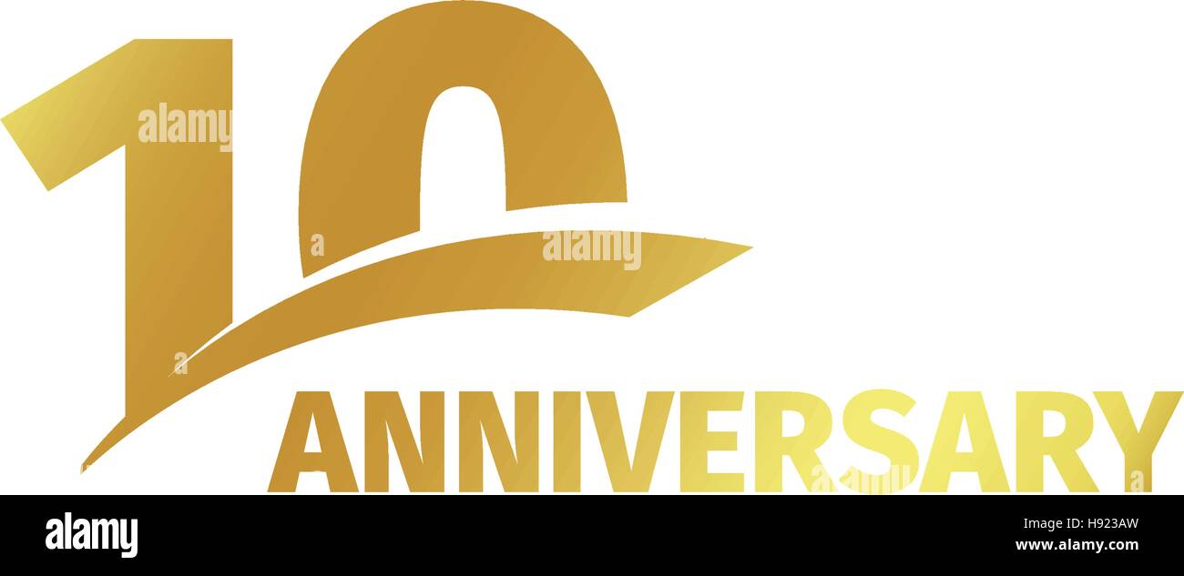 Isolated abstract golden 10th anniversary logo on white background. 10 ...