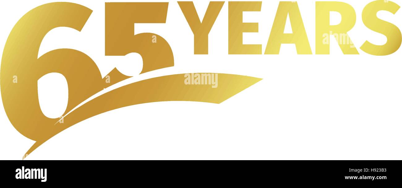 Isolated abstract golden 65th anniversary logo on white background. 65 ...
