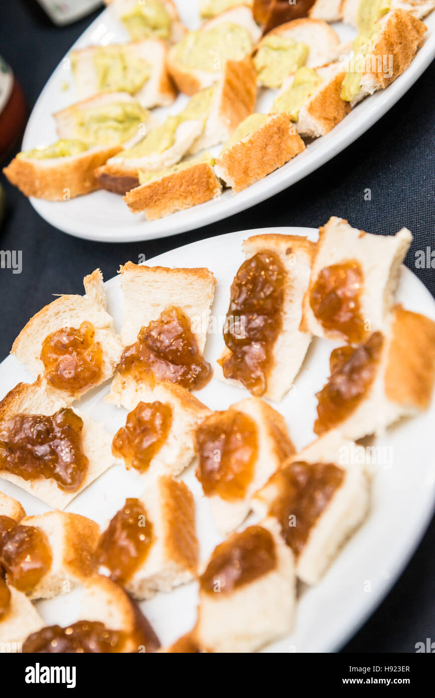 Bread Spread Samples with Jam Stock Photo - Alamy