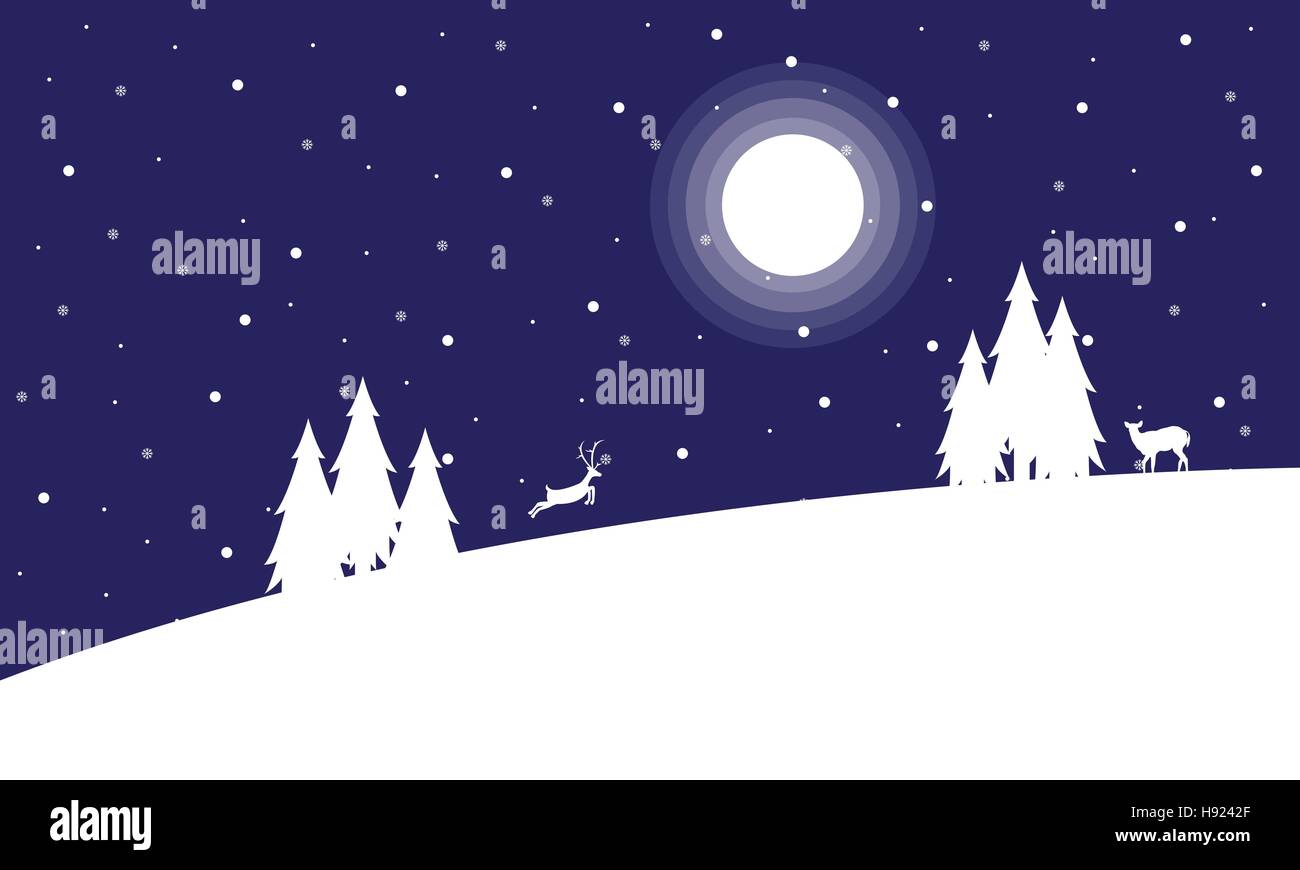 Vector art of reindeer scenery at night Stock Vector Image & Art - Alamy