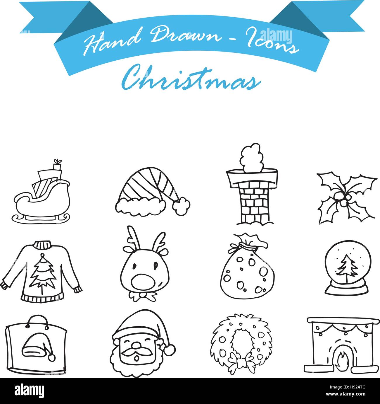 Hand draw of Christmas icon set vector Stock Vector Image & Art - Alamy