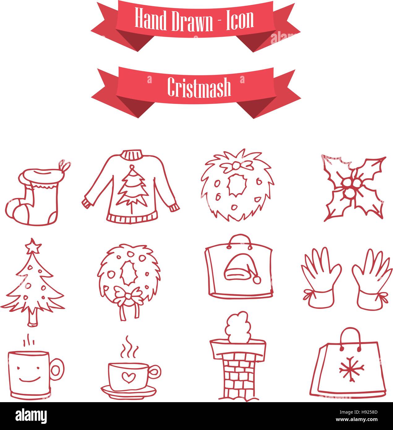 Red icon set of Christmas vector art Stock Vector Image & Art - Alamy