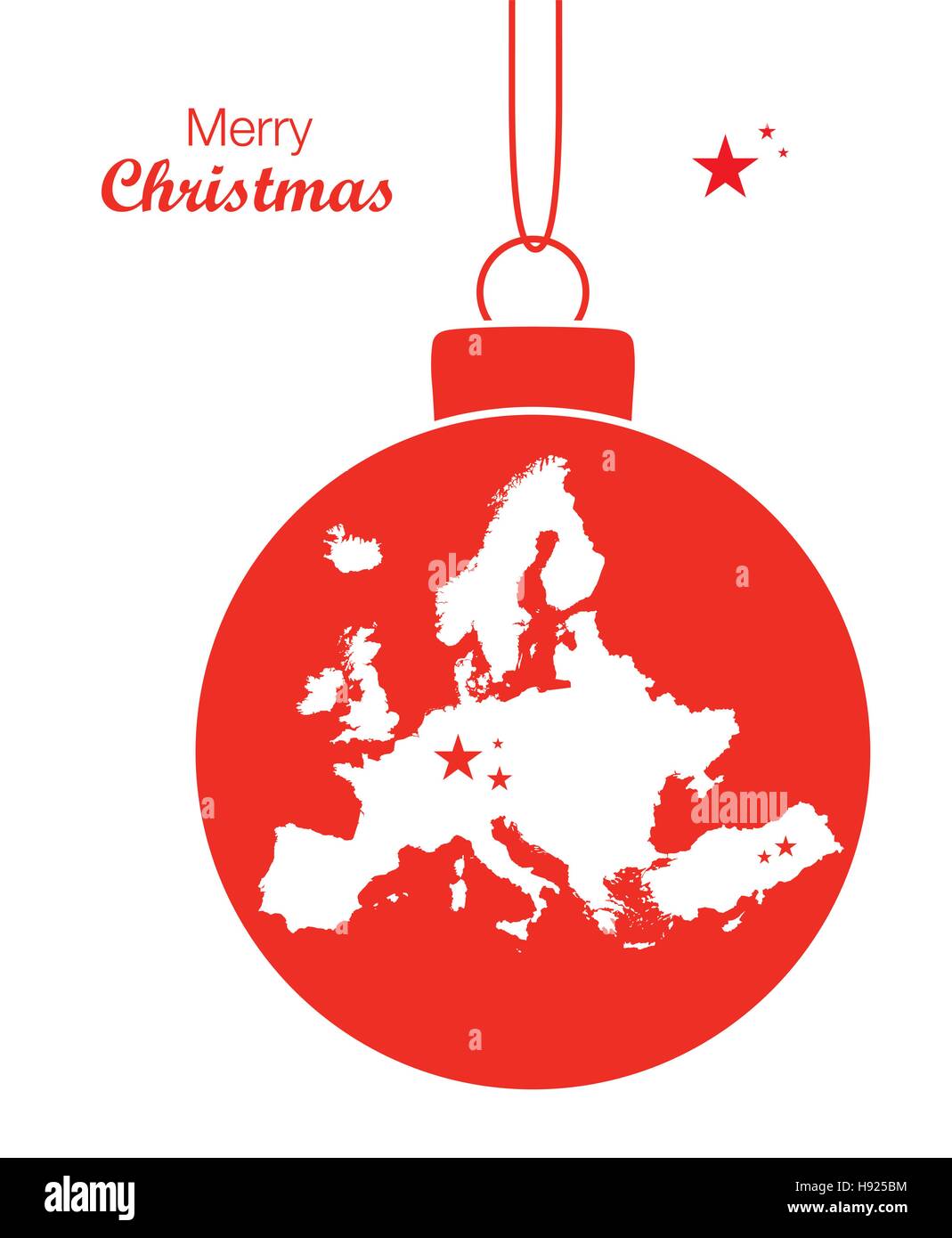Merry Christmas illustration theme with map of Europe Stock Vector ...
