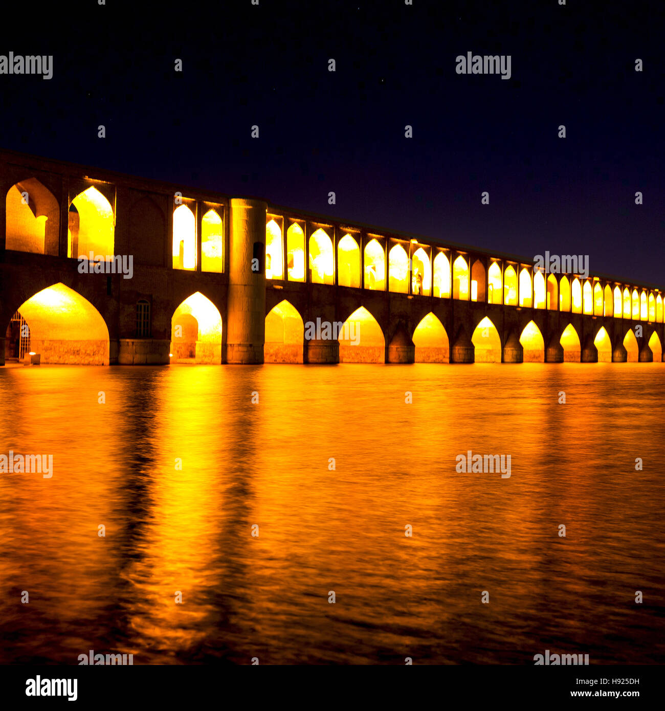 in iran the old bridge of isfahan for light and night Stock Photo - Alamy