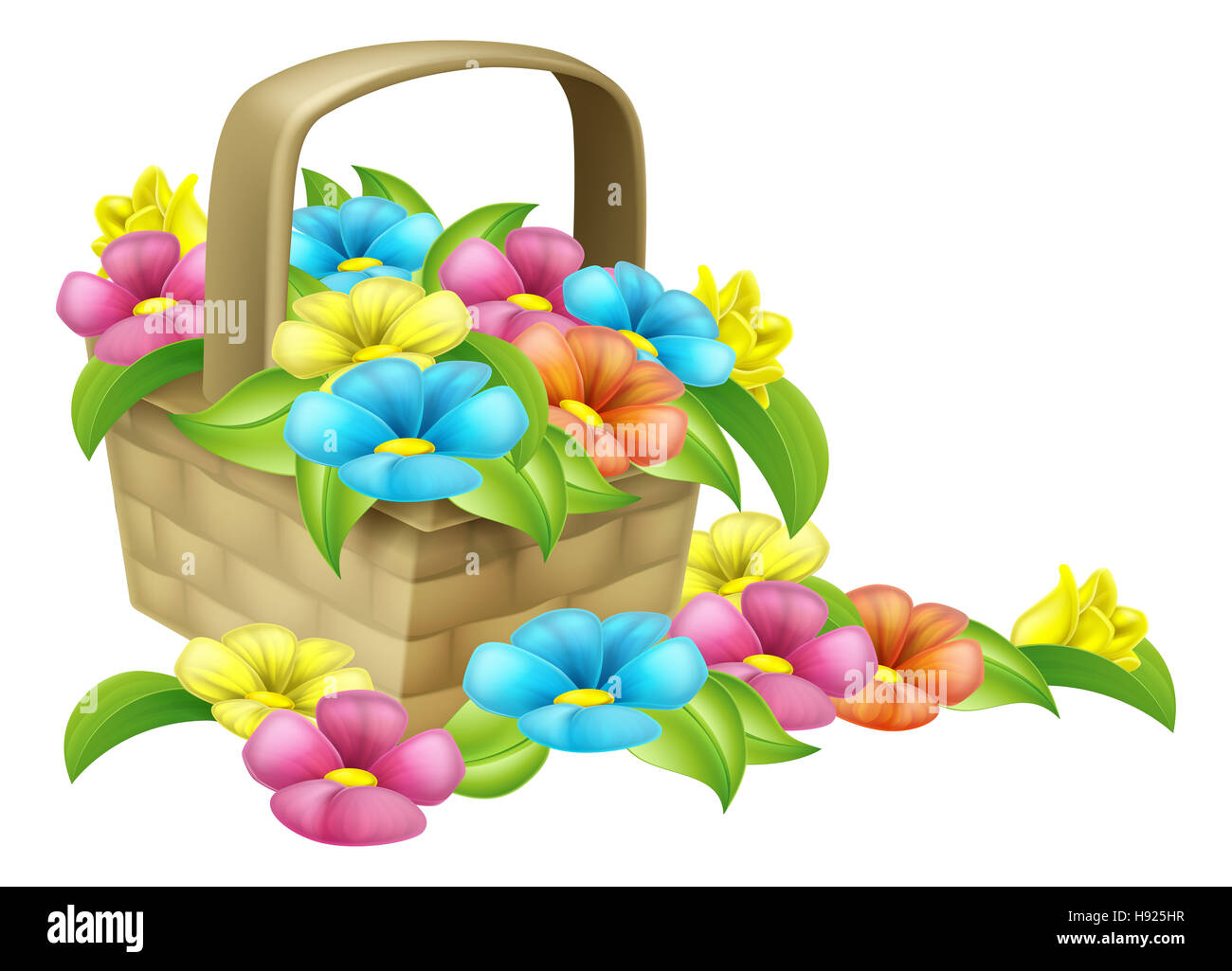 Corner design element of beautiful basket full of flowers Stock Photo ...