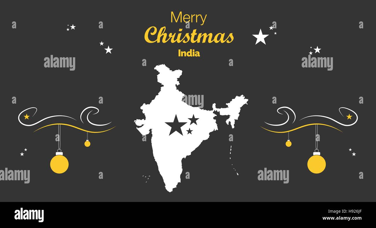Merry Christmas illustration theme with map of India Stock Vector Image ...