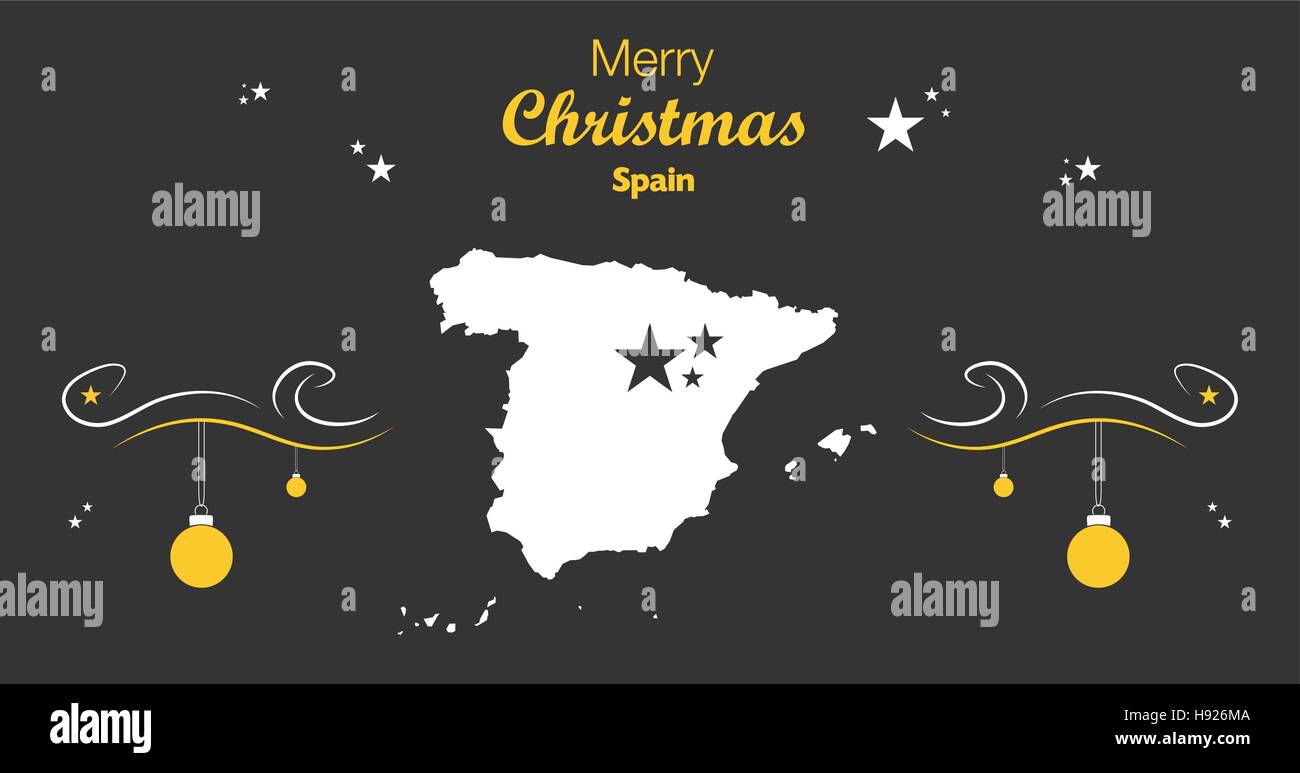 Merry Christmas illustration theme with map of Spain Stock Vector Image ...