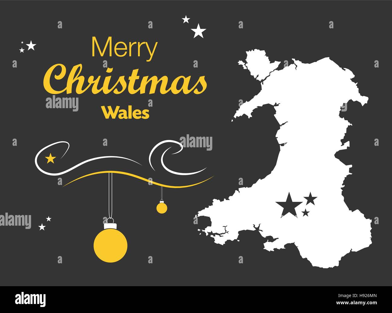 Merry Christmas illustration theme with map of Wales Stock Vector Image ...