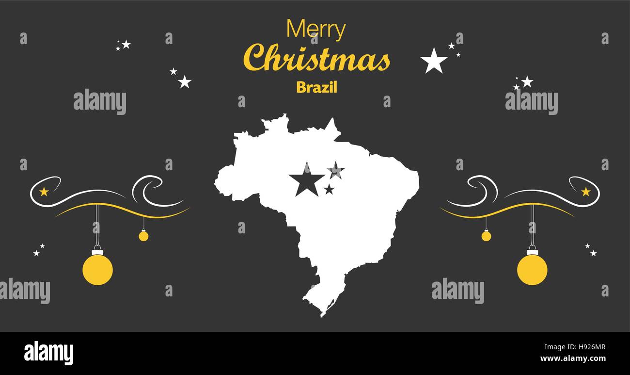 Merry Christmas illustration theme with map of Brazil Stock Vector ...