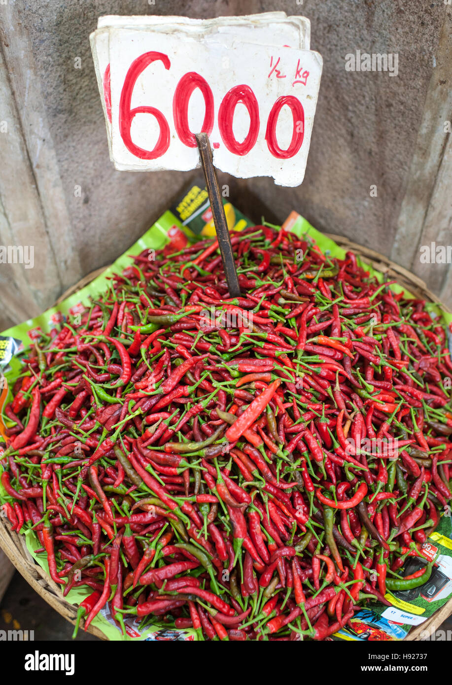 Red chillis for sale at the market in Port Louis which is the capital ...