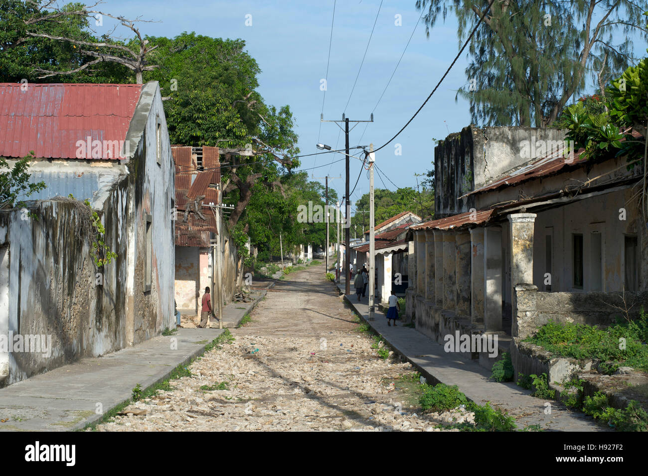 Colonial remains of India Street in Ibo on Ibo island in the Quirimbas ...