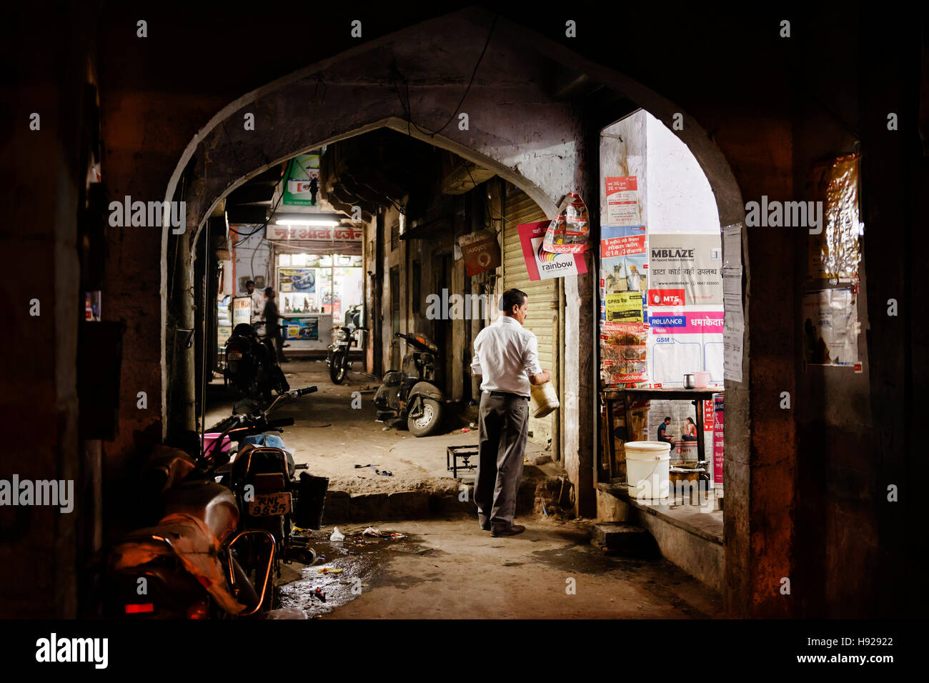 An alleyway at night in Jaipur Stock Photo - Alamy