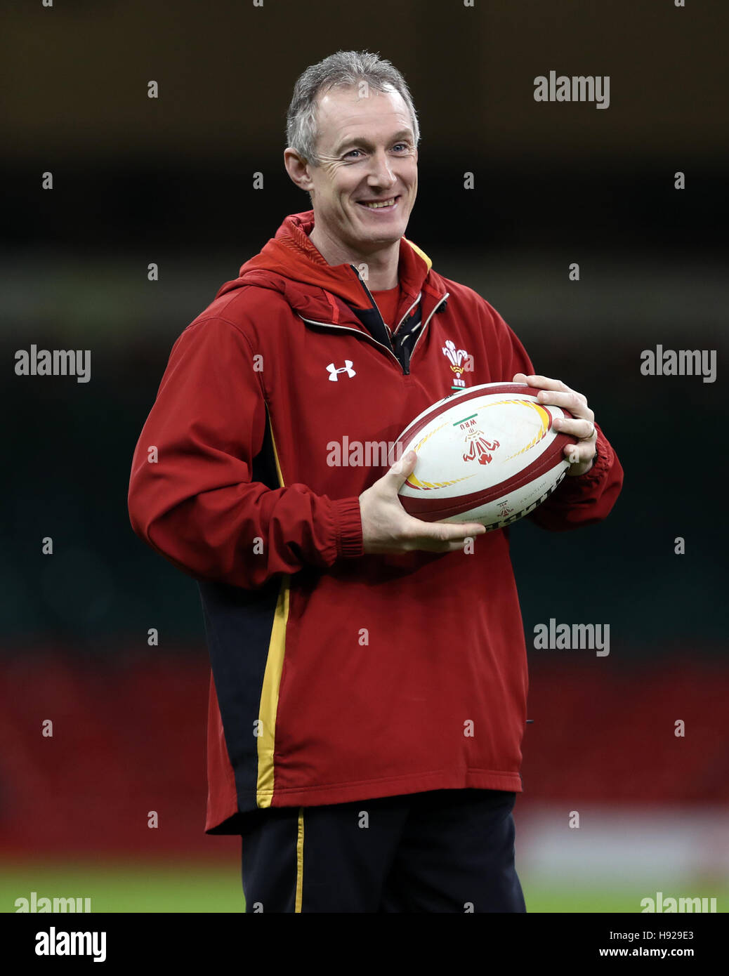 Wales coach Rob Howley during a captain's run at the Principality ...