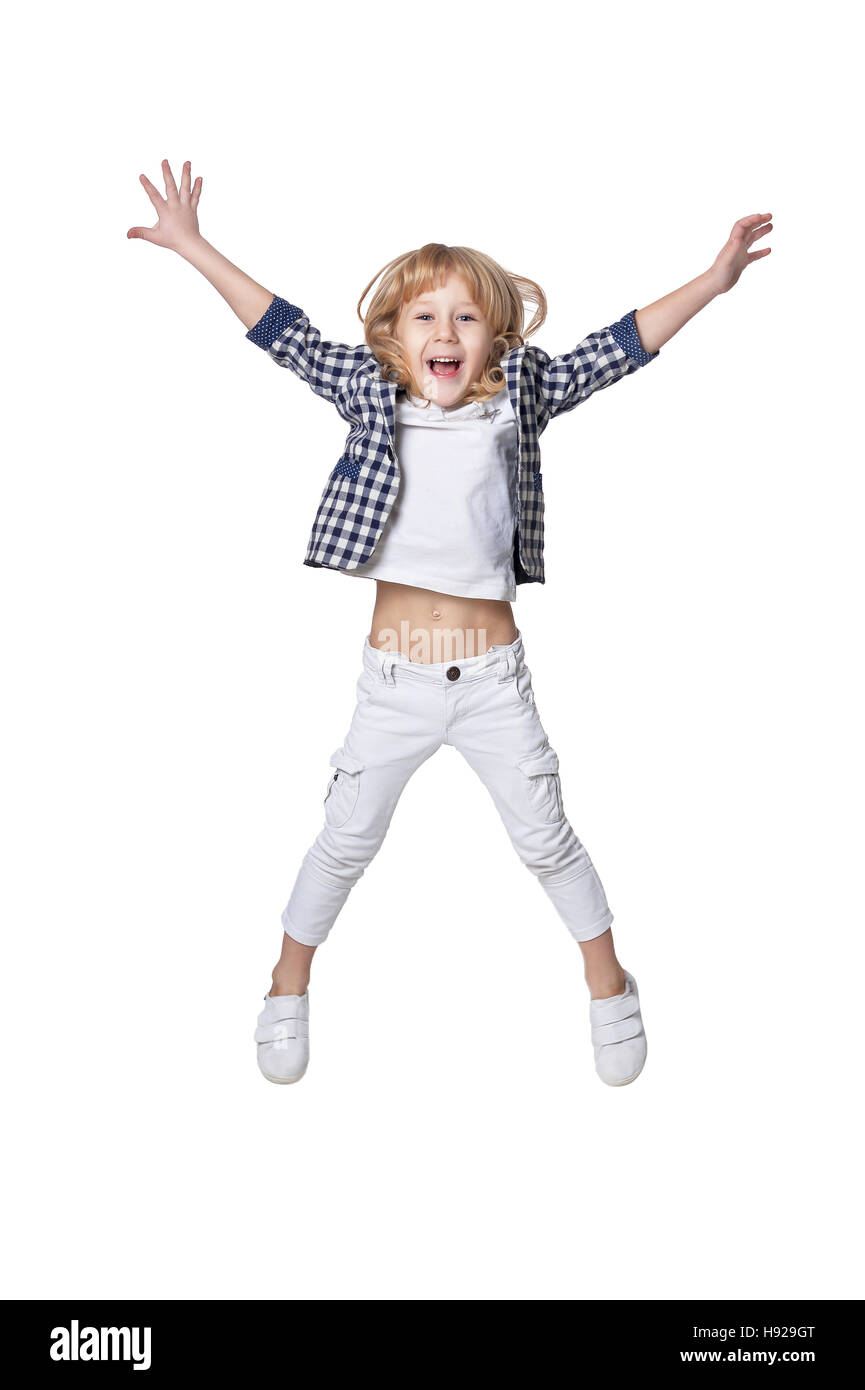 Little boy jumping Stock Photo - Alamy