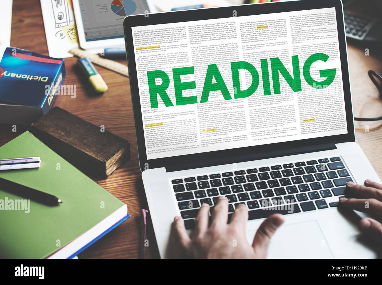 REading Newspaper Book Education Media Concept Stock Photo - Alamy