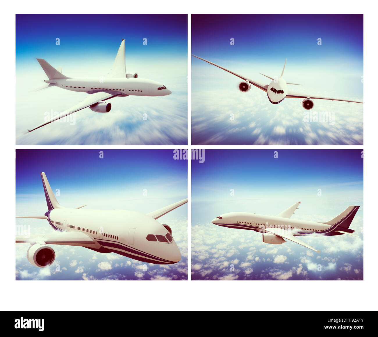 Airplane Skyline Horizon Flight Cloud Concept Stock Photo - Alamy