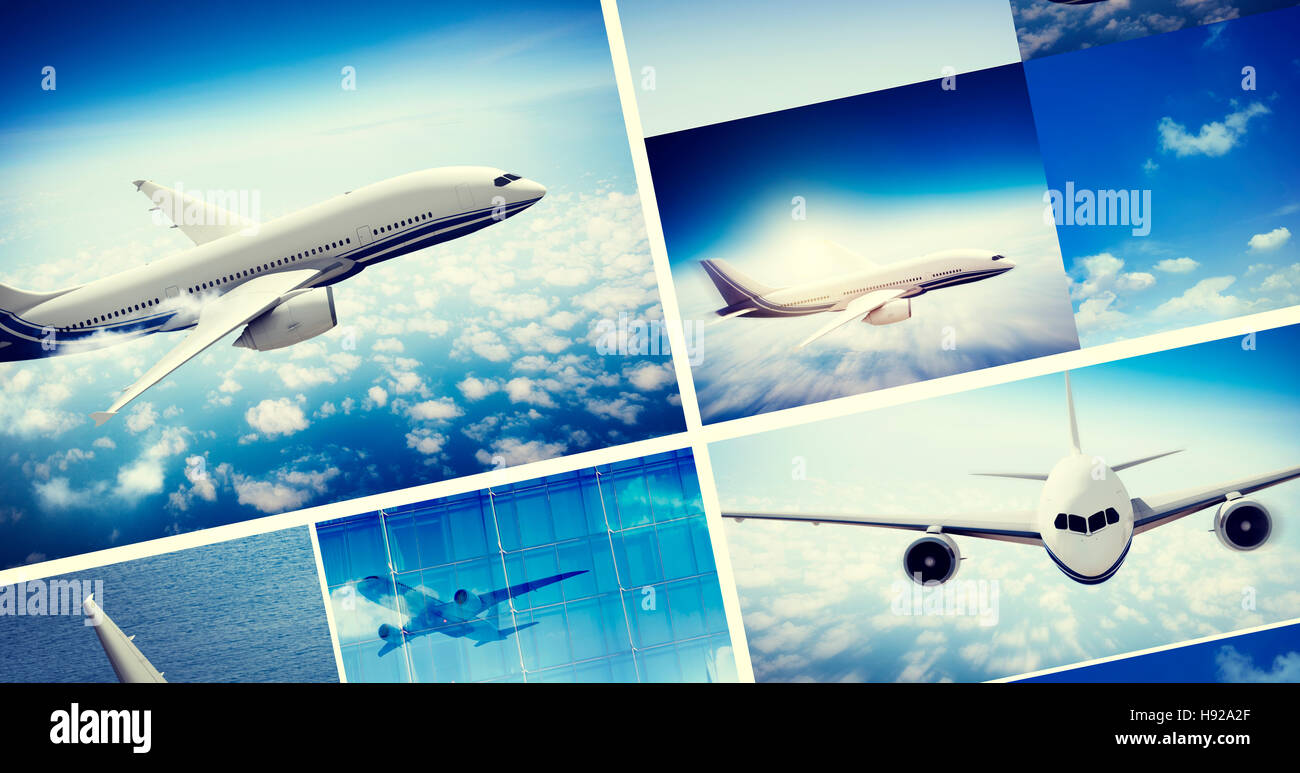 Airplane Skyline Horizon Flight Cloud Concept Stock Photo - Alamy