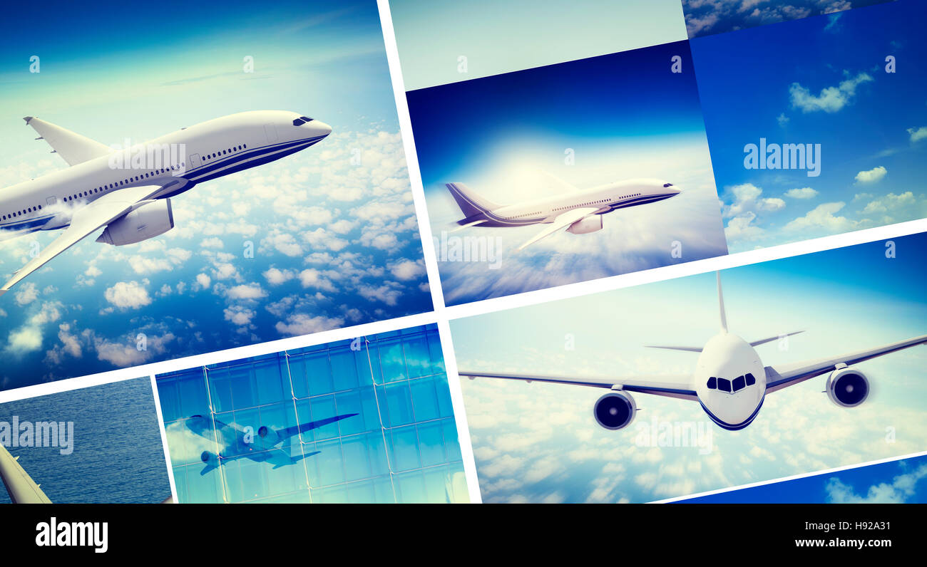 Airplane Skyline Horizon Flight Cloud Concept Stock Photo - Alamy