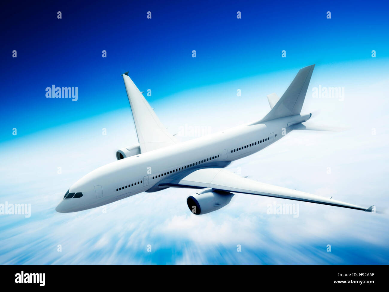 Airplane Skyline Horizon Flight Cloud Concept Stock Photo - Alamy