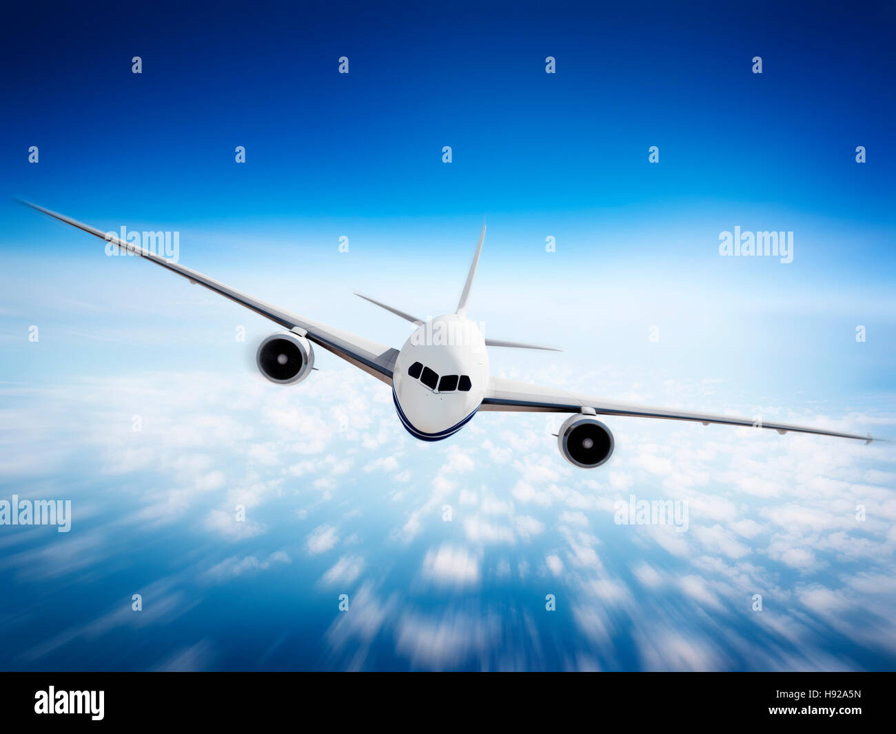 Airplane Skyline Horizon Flight Cloud Concept Stock Photo - Alamy