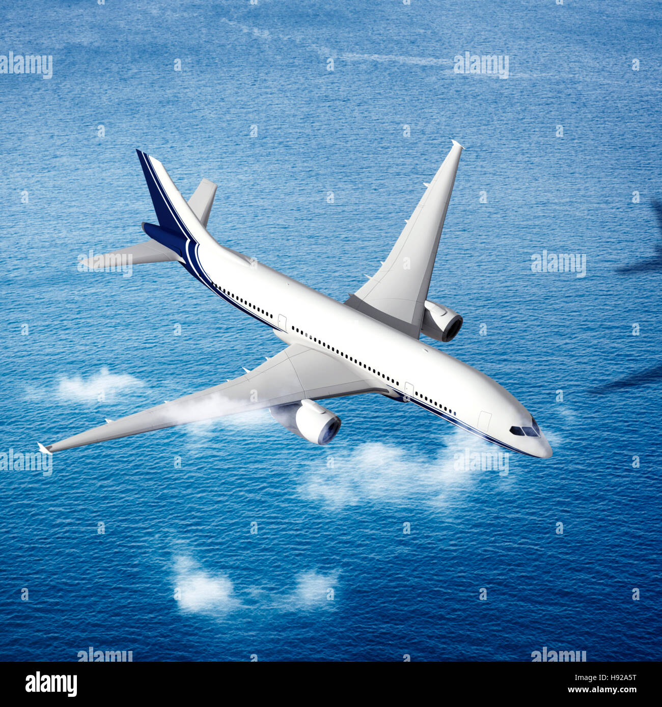Airplane Skyline Horizon Flight Cloud Concept Stock Photo - Alamy